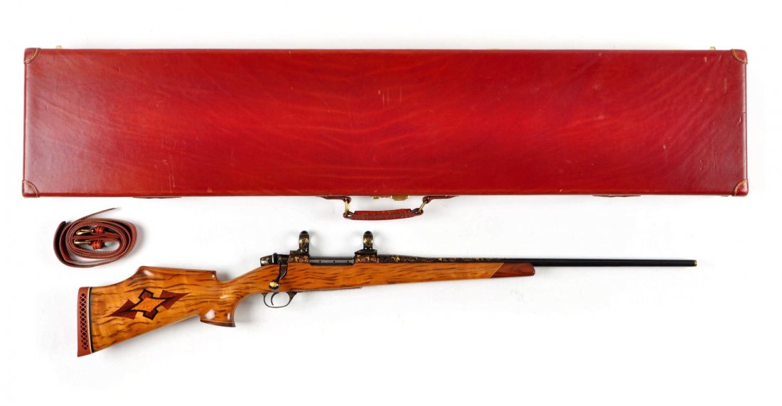(m) Deluxe Gold Inlay Engraved Weatherby Rifle.