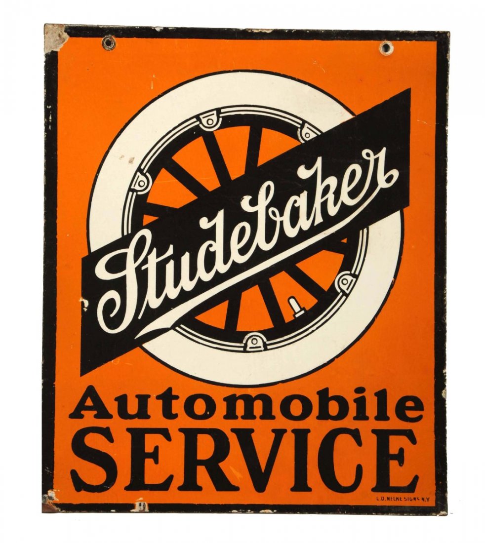 Studebaker Service-Early Wheel Logo Porcelain Sign