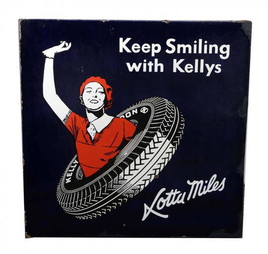 Kelly "keep Smiling With Kelly's" Porcelain Sign.