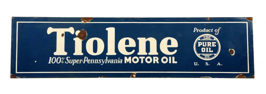 Tiolene Motor Oil Porcelain Sign.