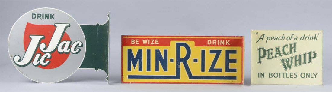 Lot Of 3: Soda Advertising Tin Flange Signs