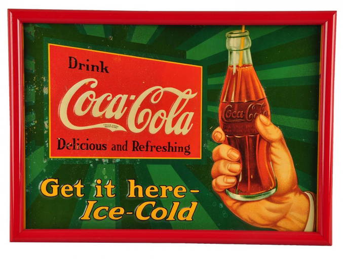 1930 Coca Cola Embossed Tin Sign.
