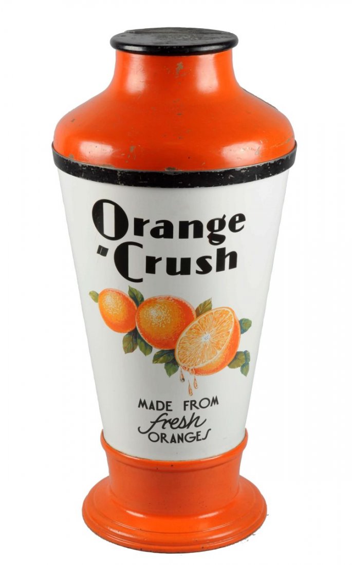 1933 Porcelain and Metal Orange Crush Dispenser.
