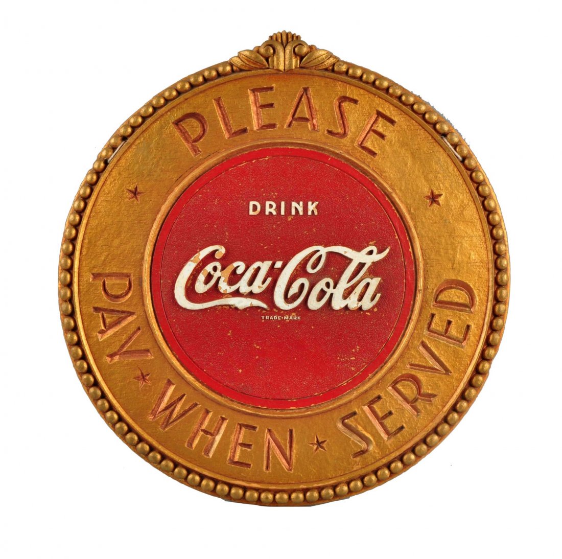 1940's Coca Cola Fiberboard/composition Sign.