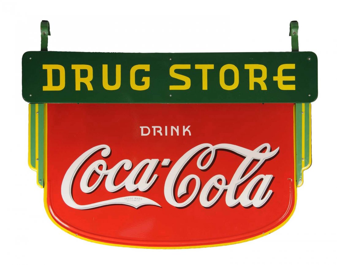 1930's Porcelain Drug Store Coca Cola Sign.