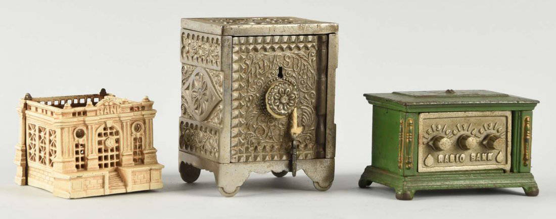 Lot Of 3: Assorted Cast Iron Still Banks.
