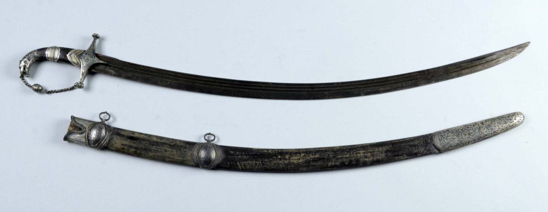 Indo Persian Mameluke Saber With Scabbard.