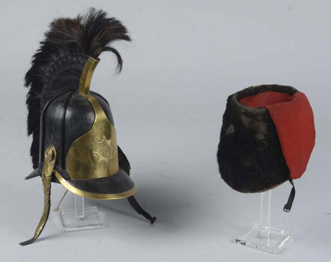 Lot Of 2: Cuirassier Style Helmet & Busby.