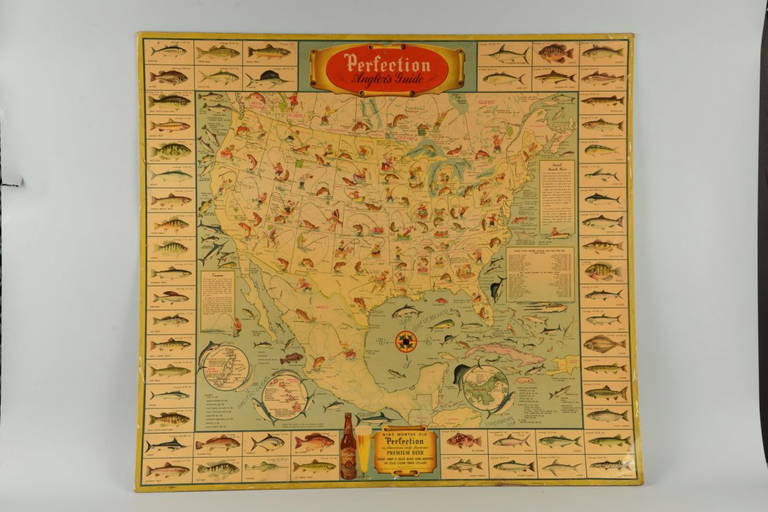 Cardboard Perfection Beer Angler's Guide Sign.