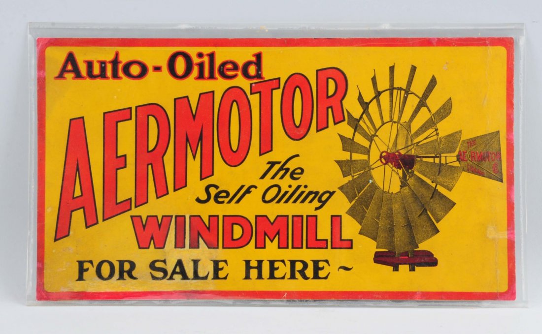 Aermotor Windmill Cardboard Advertising Sign.