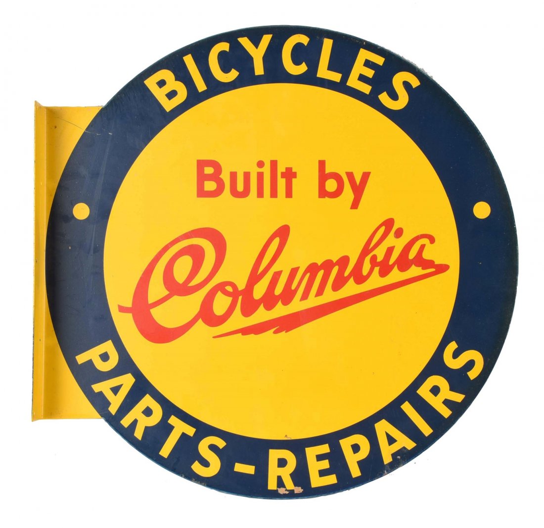 Bicycles Built By Columbia Tin Flange Sign.