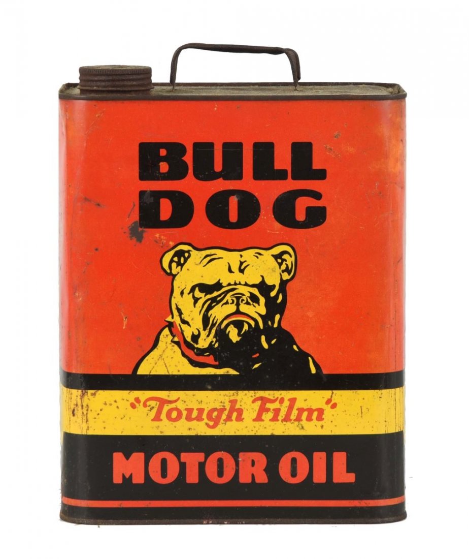 Bull Dog Motor Oil Two Gallon Can.