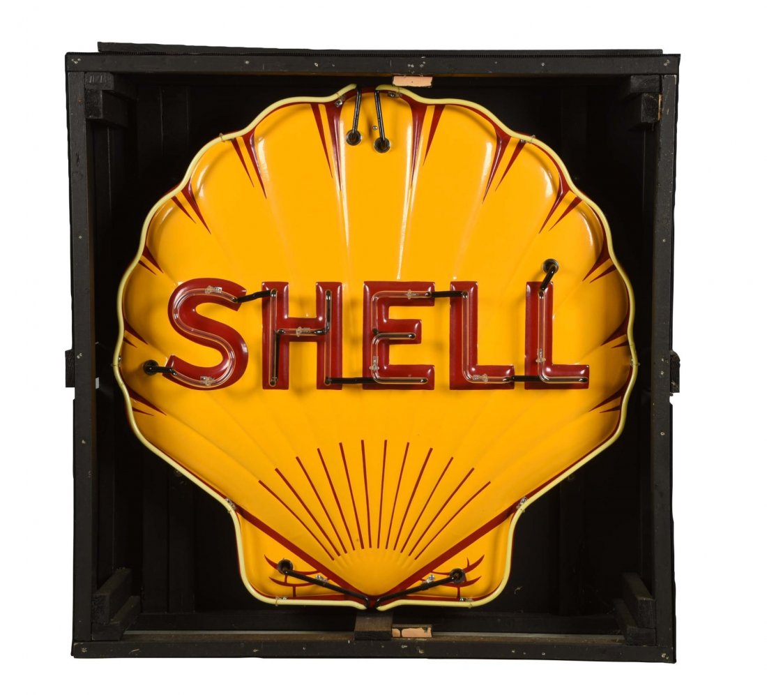 Shell Porcelain Embossed Shell Shaped Neon Sign.