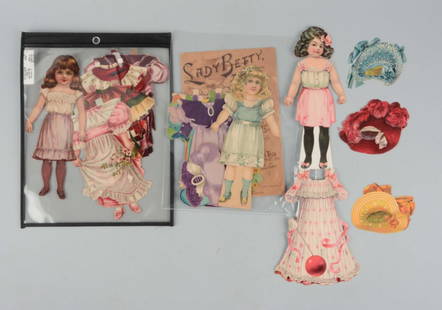 Lot Of 3: Large Paper Dolls Sets With Clothes.