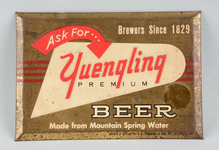 Yuengling Beer Tin Over Cardboard Sign.