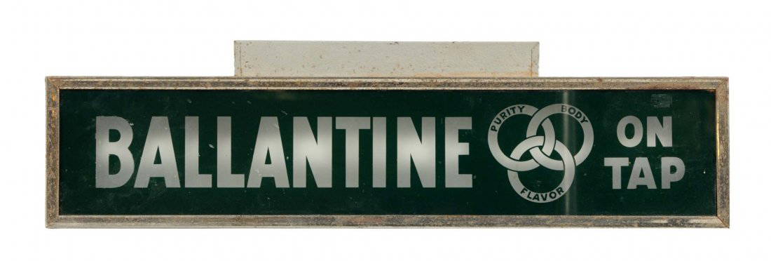 Ballantine Beer Reverse Glass Metal Cabinet Sign.