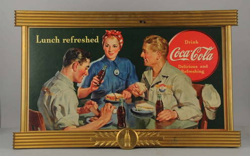 Coca Cola "lunch Refreshed" Cardboard Poster.