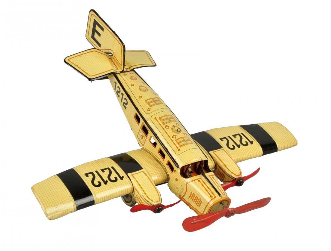 German Gunthermann Tin Litho Wind-Up Airplane Toy.