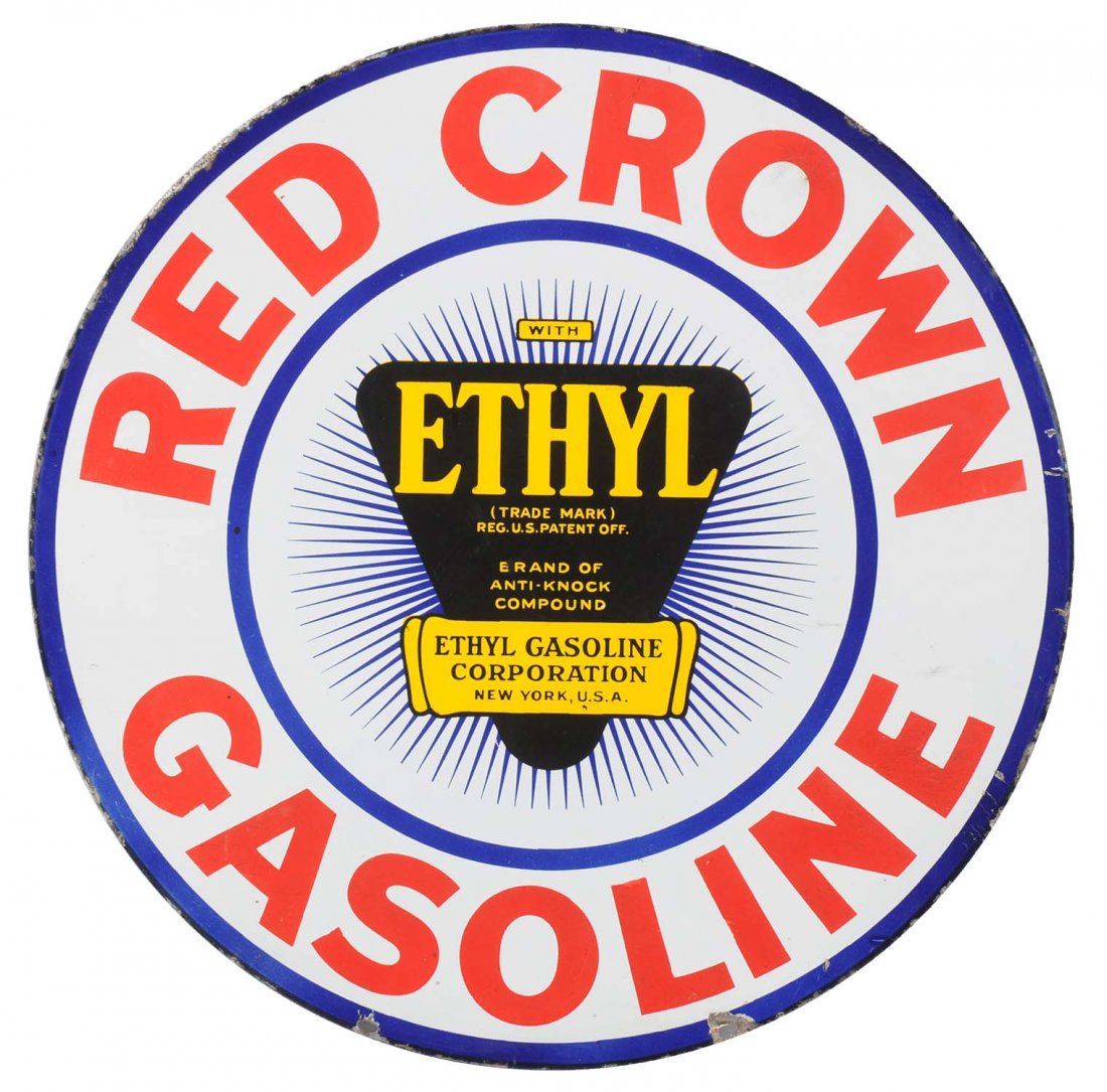 Red Crown Gasoline with Ethyl Logo Porcelain Sign. - Oct 02, 2016 | Dan ...