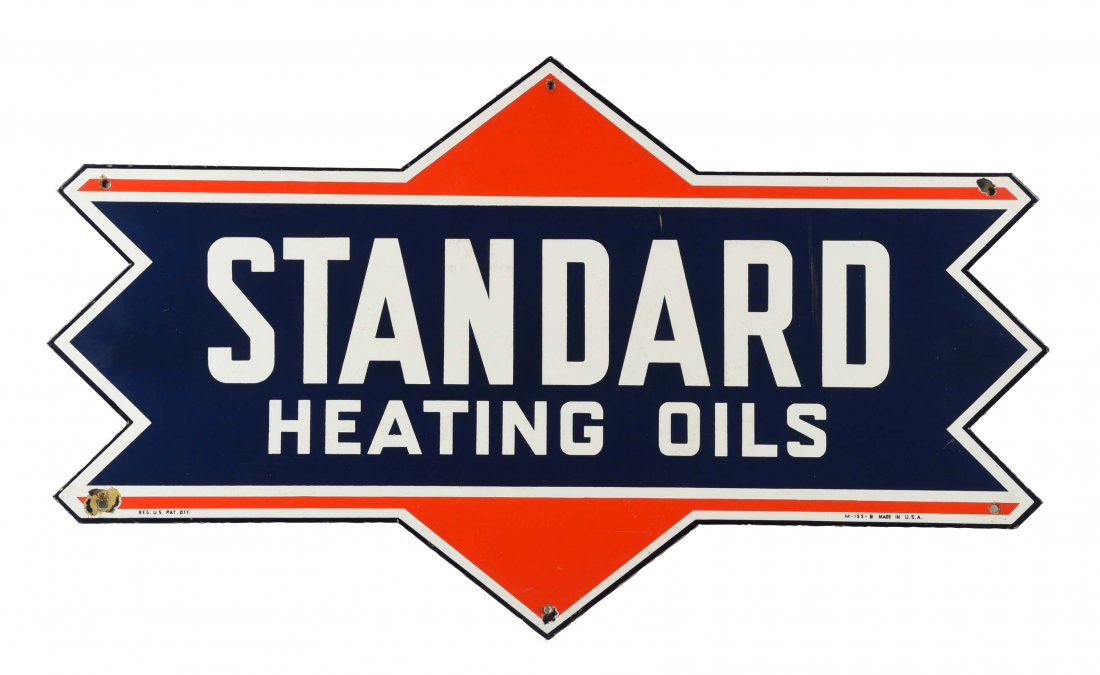 Standard Heating Oils Diecut Porcelain Sign.