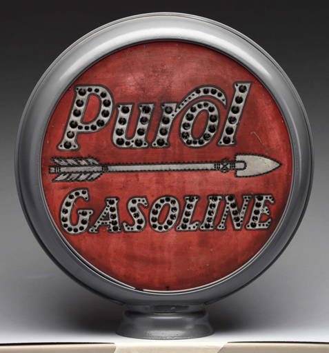 Purol Gasoline W Arrow 15 Perforated Metal Globe