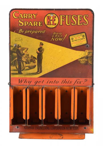 K E Fuses W/nice Graphics Tin Sign.