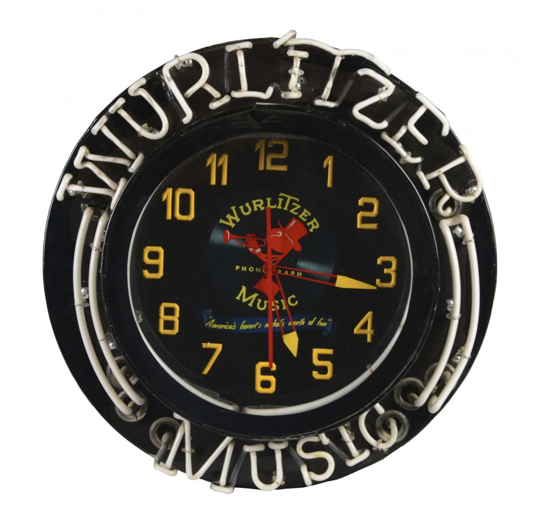 Wurlitzer Phonograph Music Neon Sign Clock