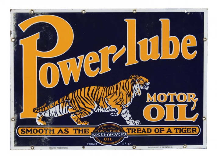 Power Lube Motor Oil Porcelain Enamel Sign
