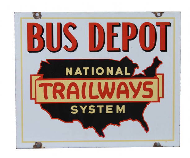 Porcelain Bus Depot Sign