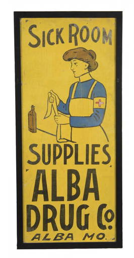 Ithaca Sign Works Alba Drug Co. Tin Advertising Sign