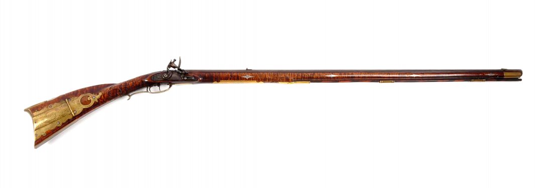 (A) Contemporary Flintlock Kentucky Long Rifle by Carl