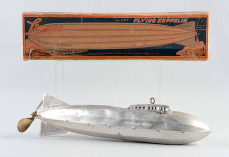 Strauss Tin Wind Up Flying Zeppelin Toy.