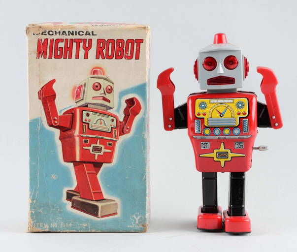 Japanese Tin Litho Mechanical Mighty Robot.