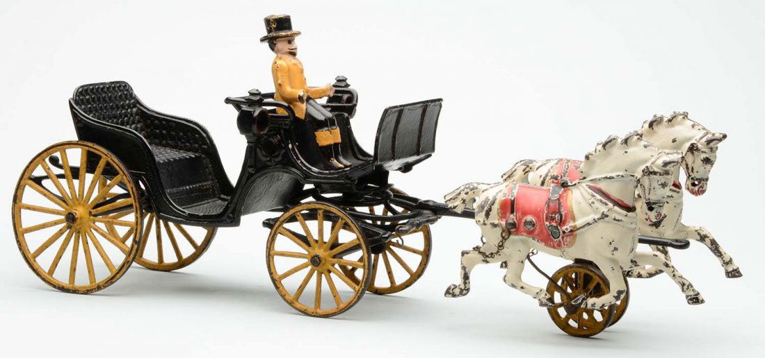 Cast Iron P&l Barouche With Two Horses.