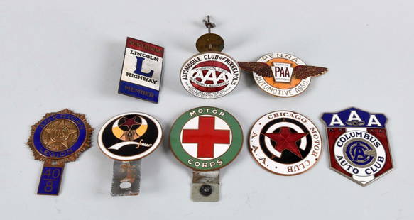 Lot Of 15: Aaa Auto Club Radiator Badges & License