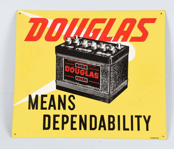 Douglas "means Dependability" Tin Sign.