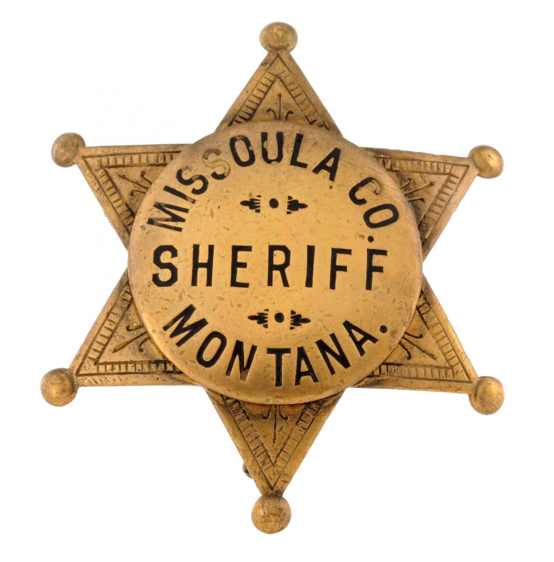 Missoula County, Montana Brass Sheriff Six-Point Badge.