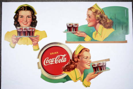 Lot Of 3 Coca Cola Cardboard Signs
