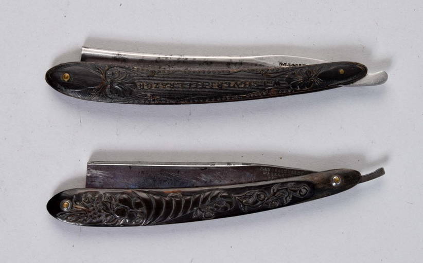 Lot Of 2: Pressed Horn Early Straight Razors.