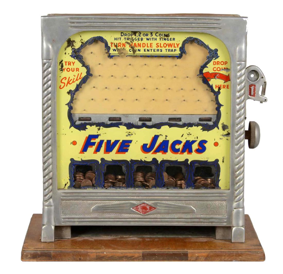 **1¢ Fields Five Jacks Counter Pocket Payout Machine