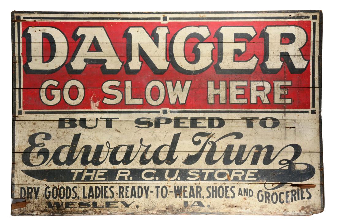 Danger Go Slow Large Wooden trade Sign.