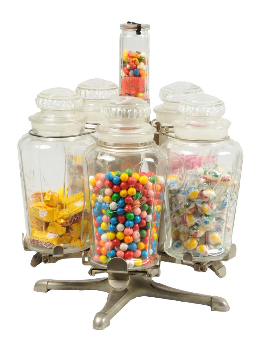 Bunte Candy Carousel Glass Jar Candy Dispenser.