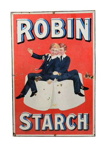 Robin Starch Porcelain Advertising Sign.