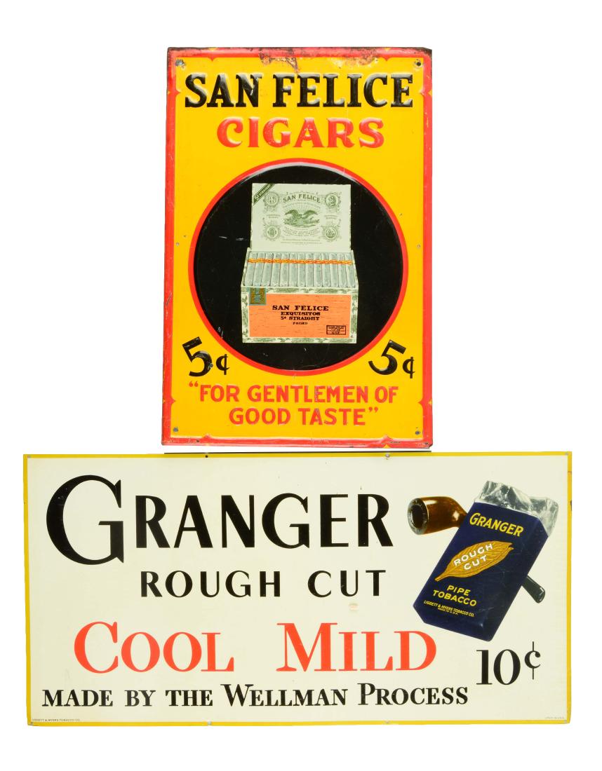 Lot of 2: Granger Tobacco & San Felice Cigar Signs.