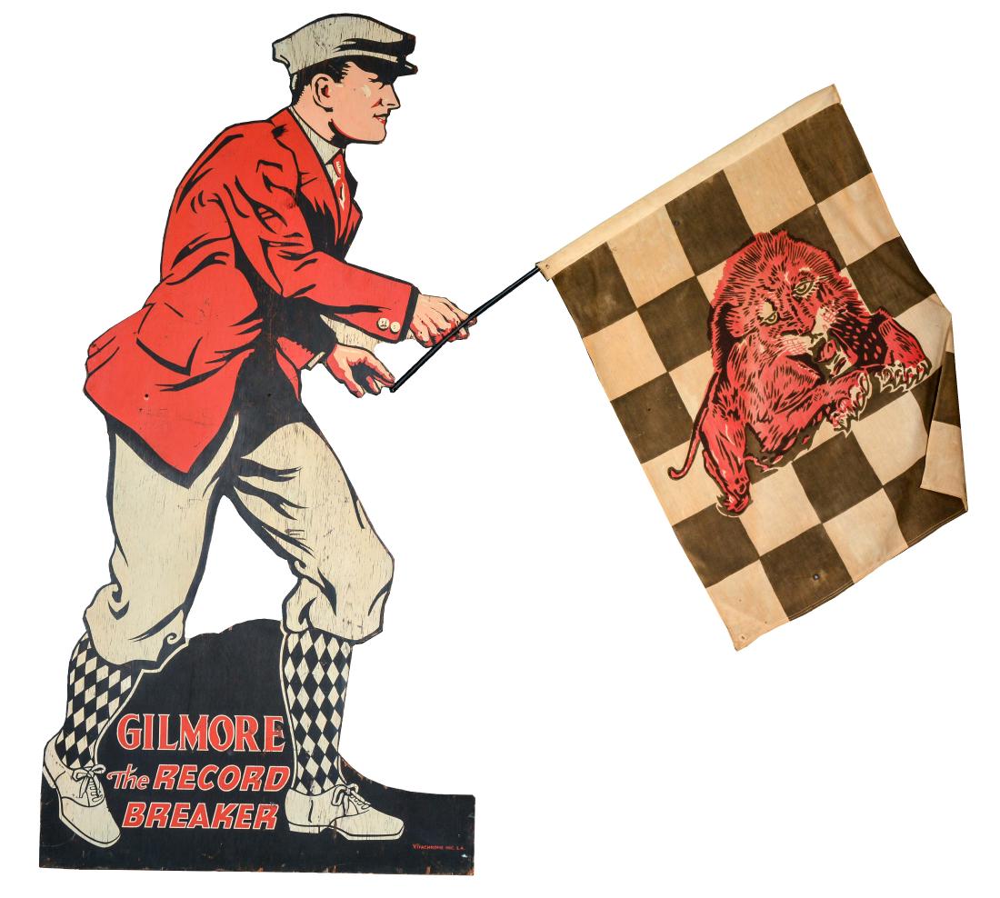 Gilmore Gasoline Service Station Flagman With Flag.