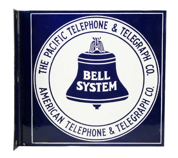 Pacific Bell System Porcelain Flange Sign.