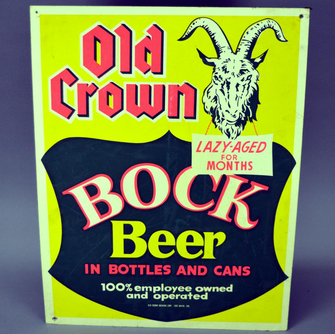 Old Crown Bock Beer Cardboard Sign