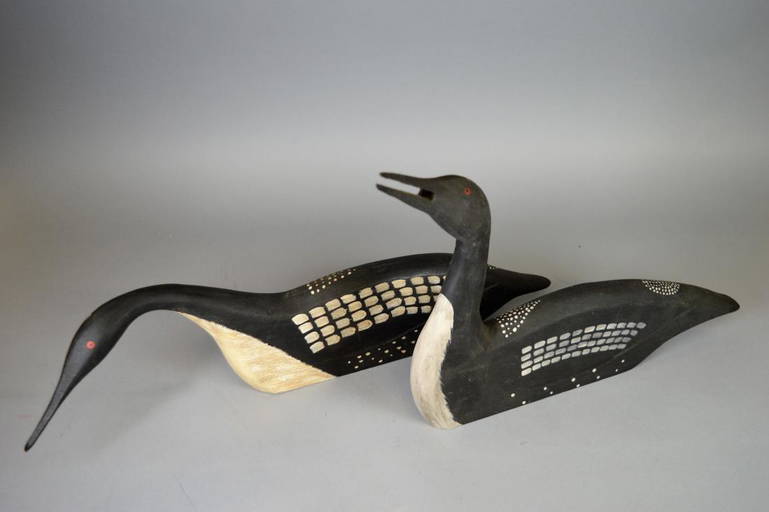 2 Boyds Collection Carved Wood Loons