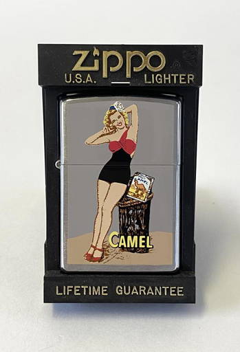 Vintage Zippo Pin Up Girl Camel Cigarette Lighter Zippo Polished Chrome Finish Lighter With Pin Up