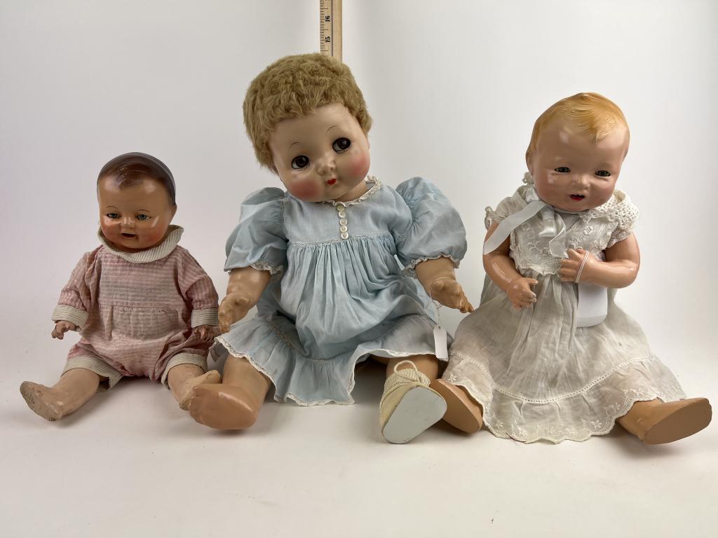 (3) Effanbee Composition Dolls Incl. 1924 Baby Bubbles (#0888) on Jan ...